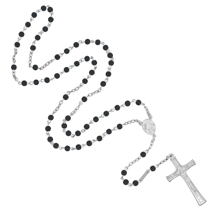 VOLCANIC LAVA BEADS ROSARY - SILVER – The Grace